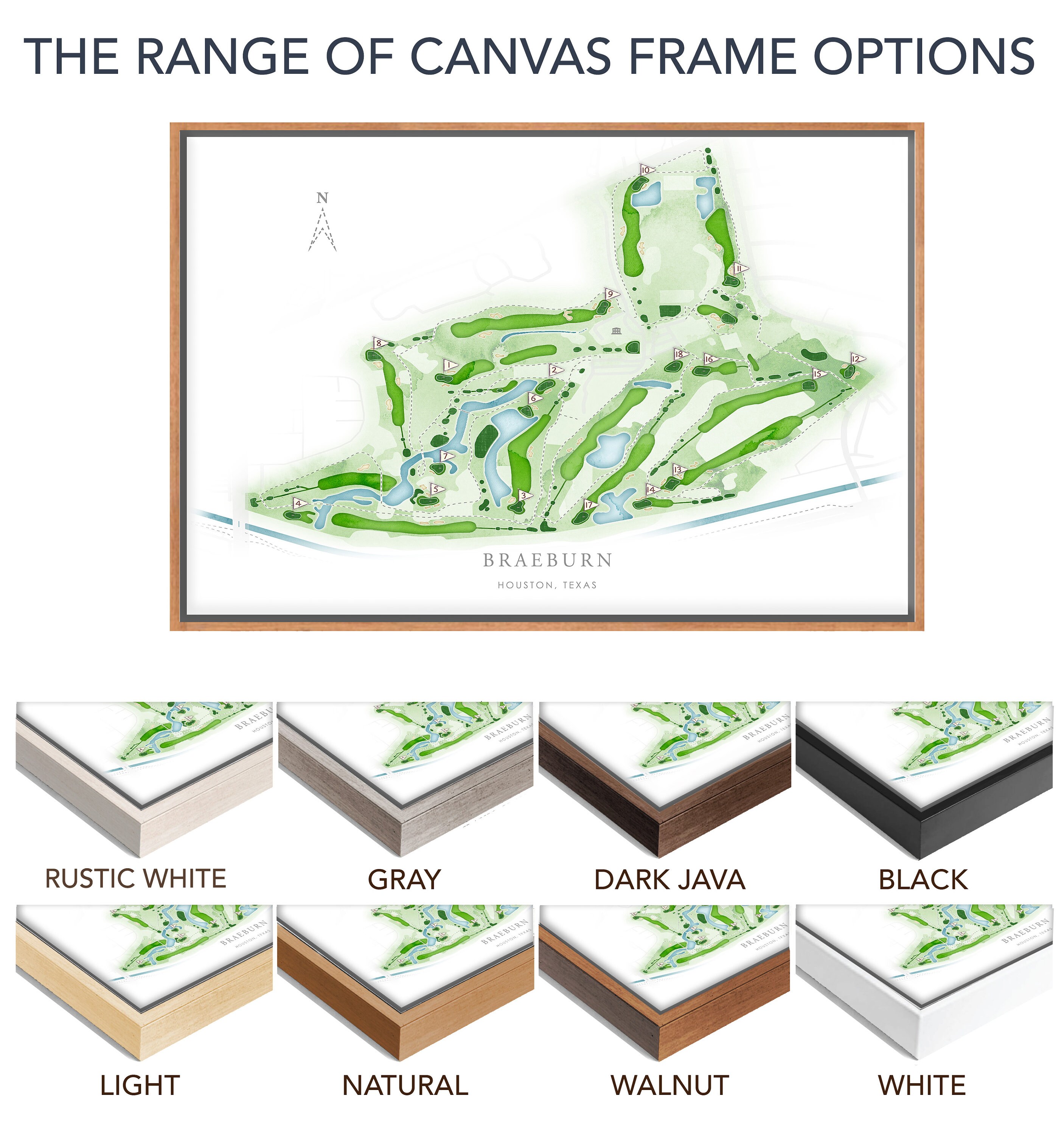 Braeburn Golf Course Map Layout, Texas Golfer Gift, Golf Print for ...
