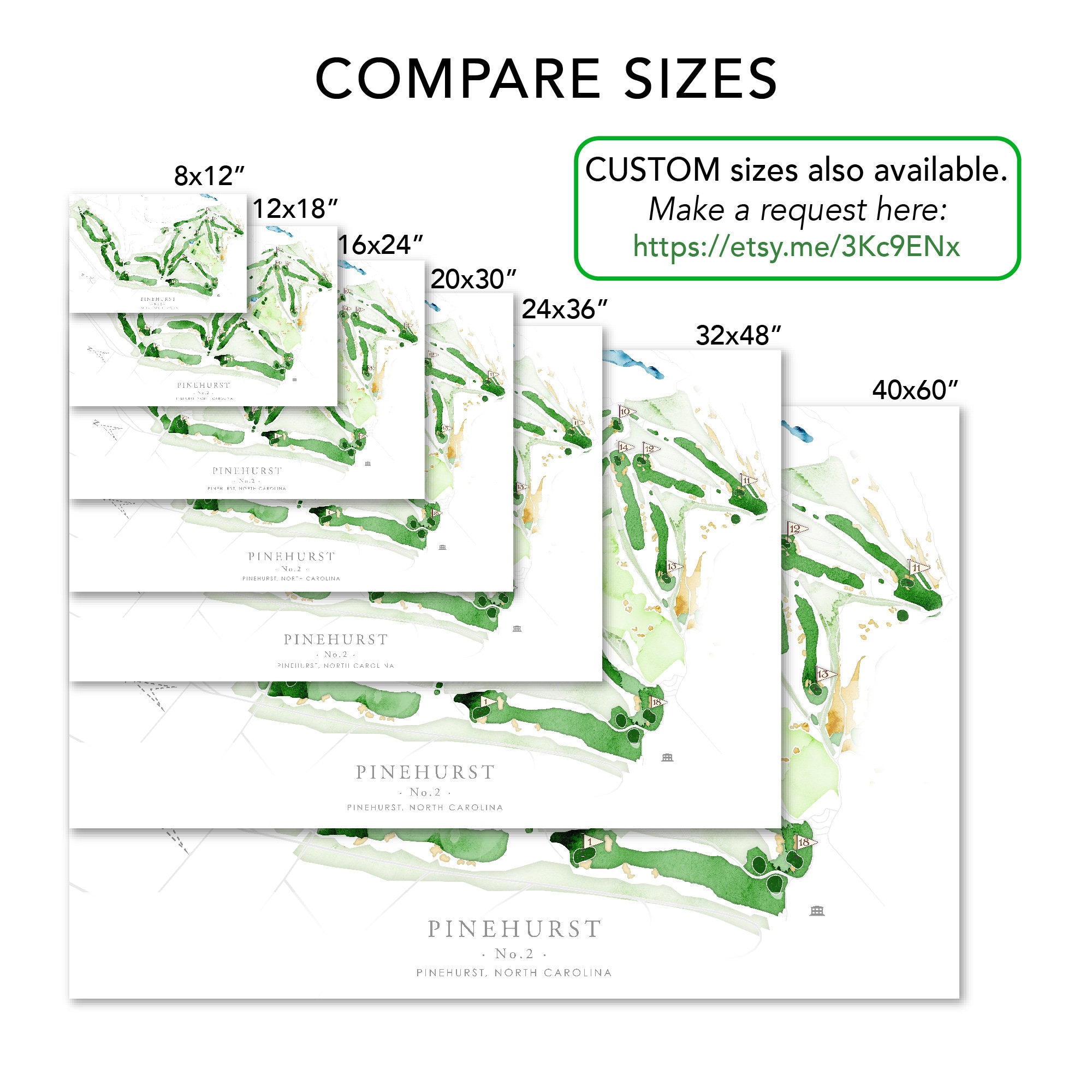 Pinehurst No.2 Golf Course Map Print, NC Golf Course Layout Print or ...