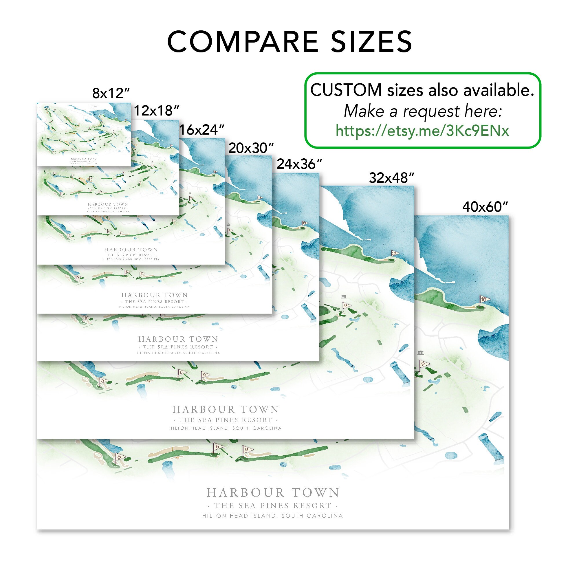 Harbour Town the Sea Pines Resort Golf Course Map Print or Canvas ...