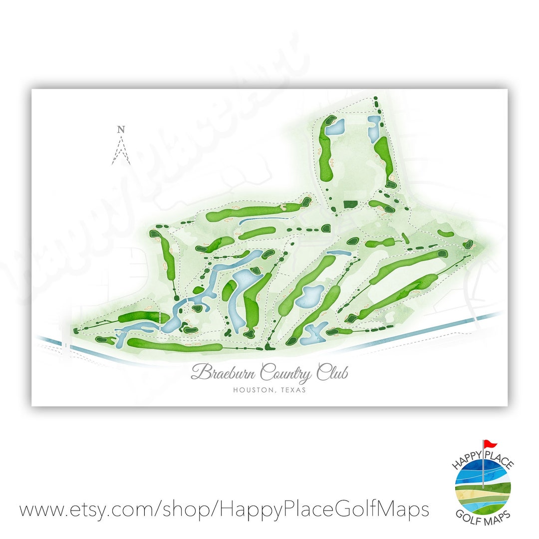 Braeburn Country Club Golf Course, Houston Texas Golf Map Gift, TX ...