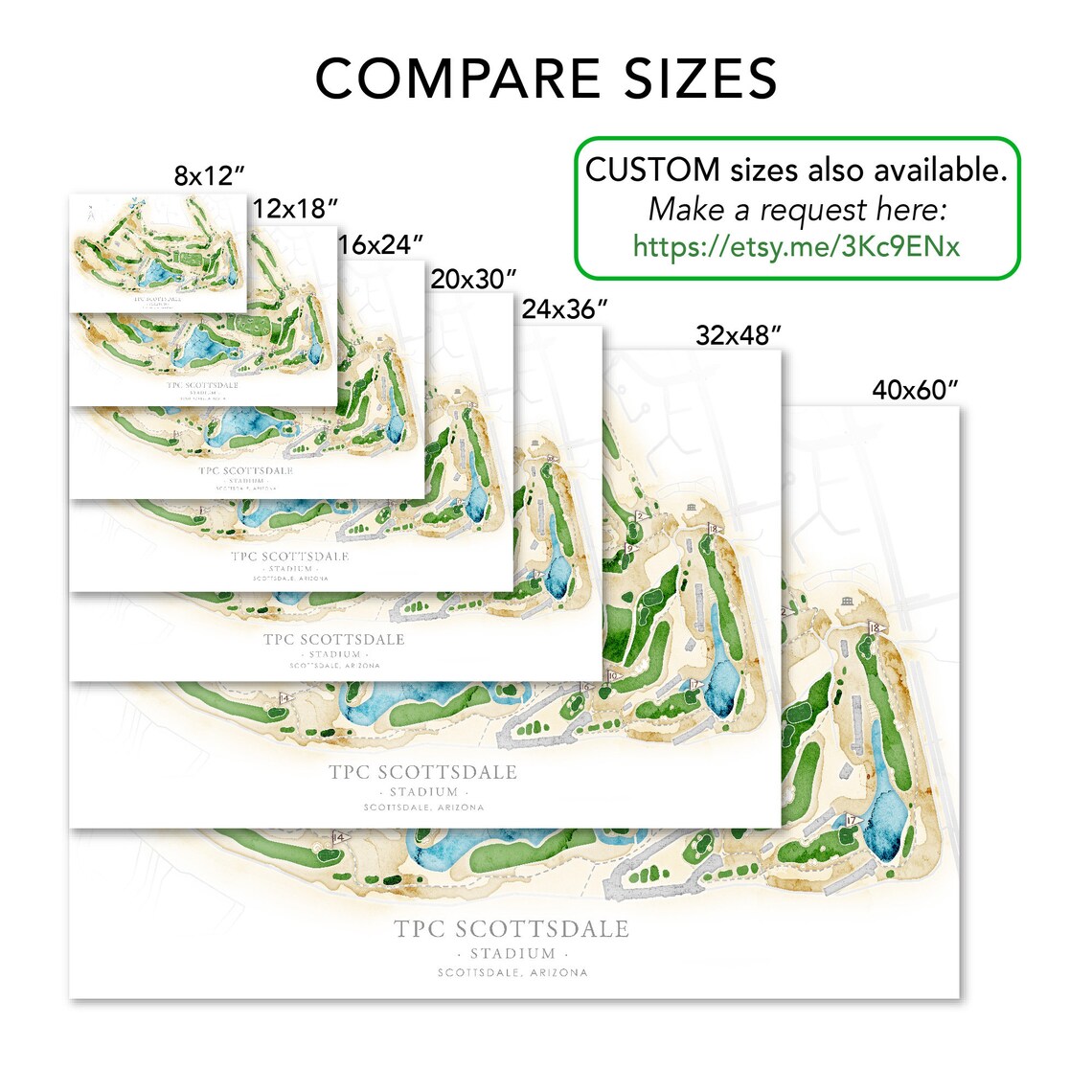 TPC Scottsdale Golf Course Map, Stadium Course Layout, AZ Golf Print ...
