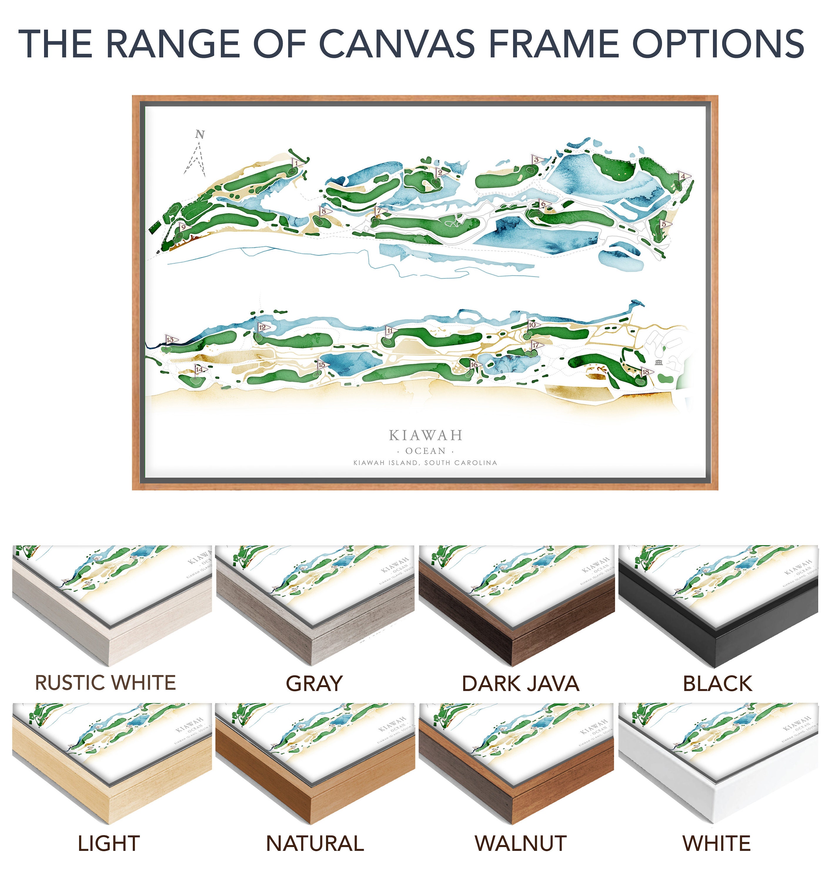 Kiawah Ocean Course Golf Course Map, Golf Decor Gift, South Carolina ...