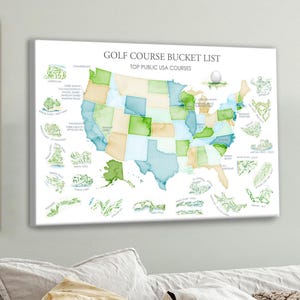 USA Map of Top Public Golf Courses, Add a Name for a Personalized Golf ...