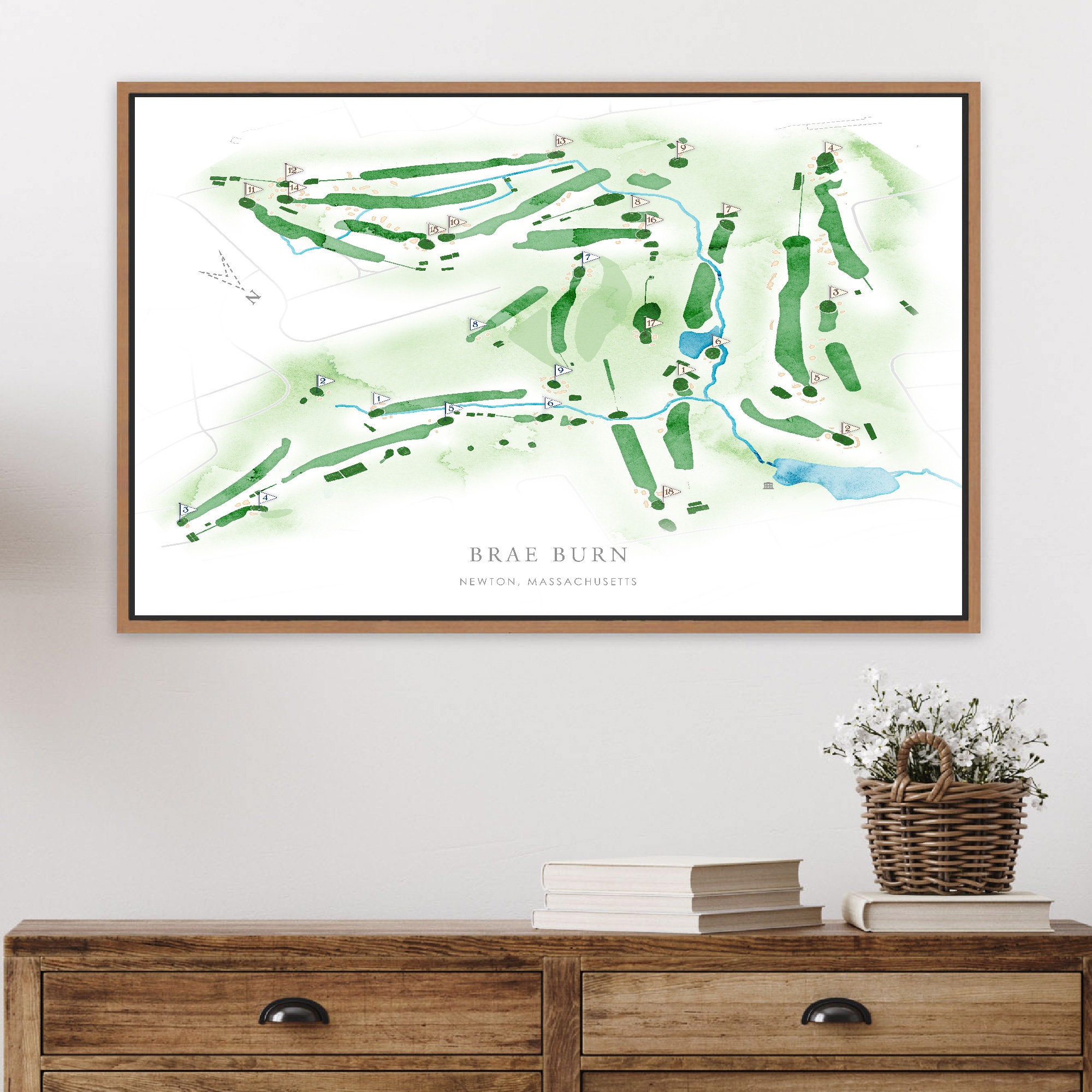 Brae Burn Golf Course Map, MA Course Golf Print or Canvas, Unique Golf ...