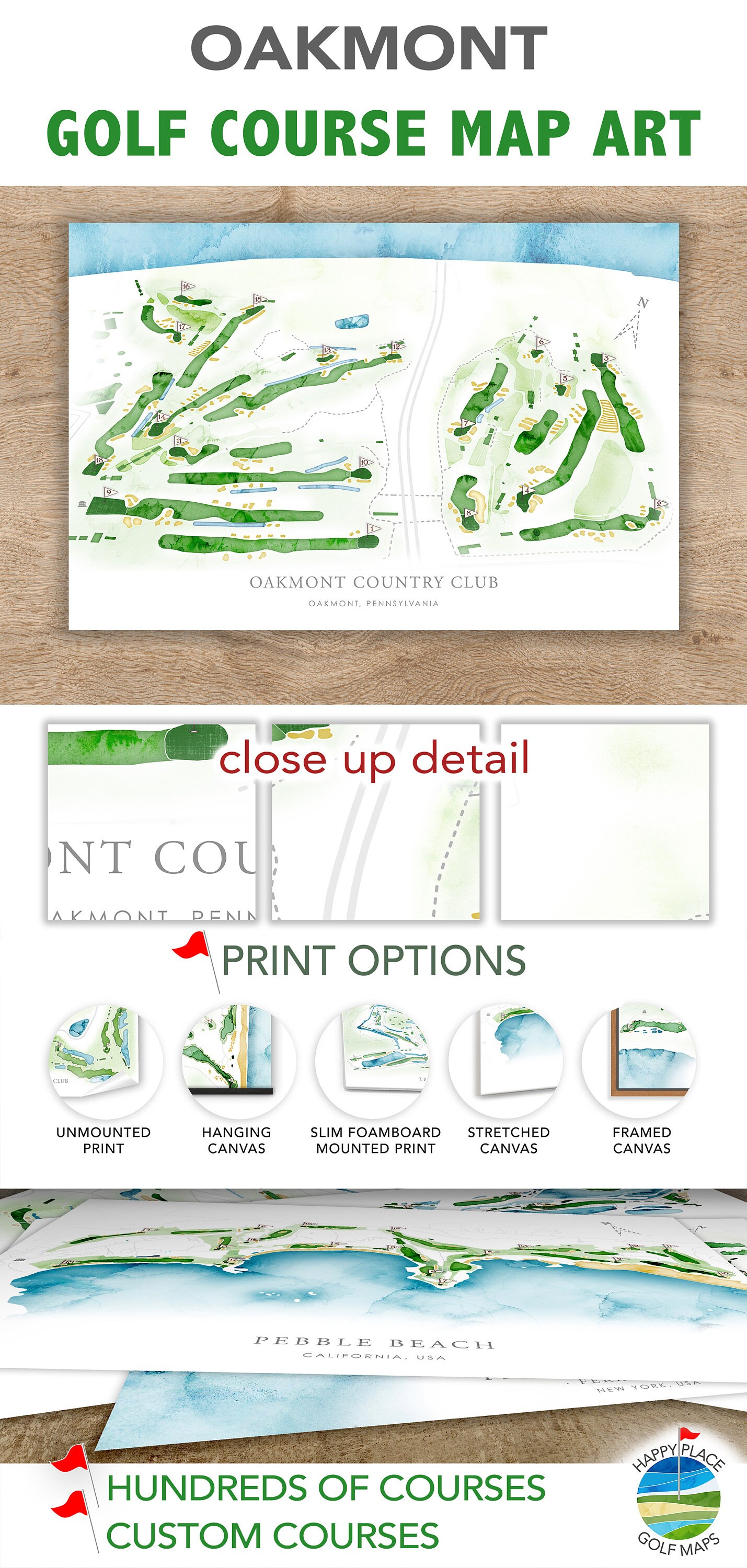 Oakmont Golf Course Map Print, Layout of PA Course for Golfer, Country ...