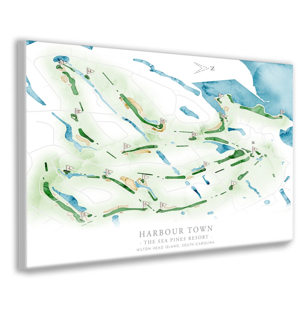 Harbour Town the Sea Pines Resort Golf Course Map Print or Canvas ...