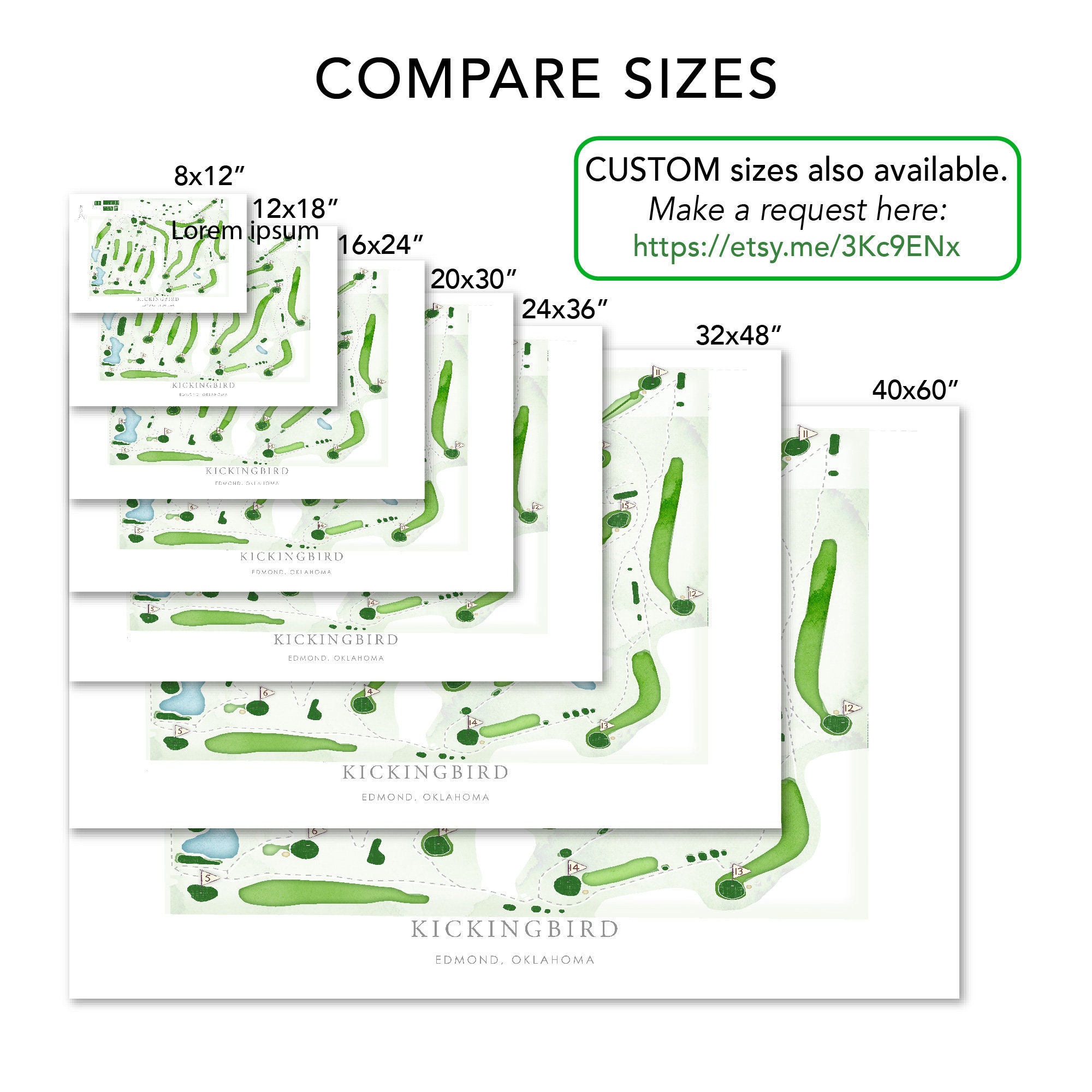 Kickingbird Golf Course Map Wall Art, Oklahoma Golf Map of Course ...