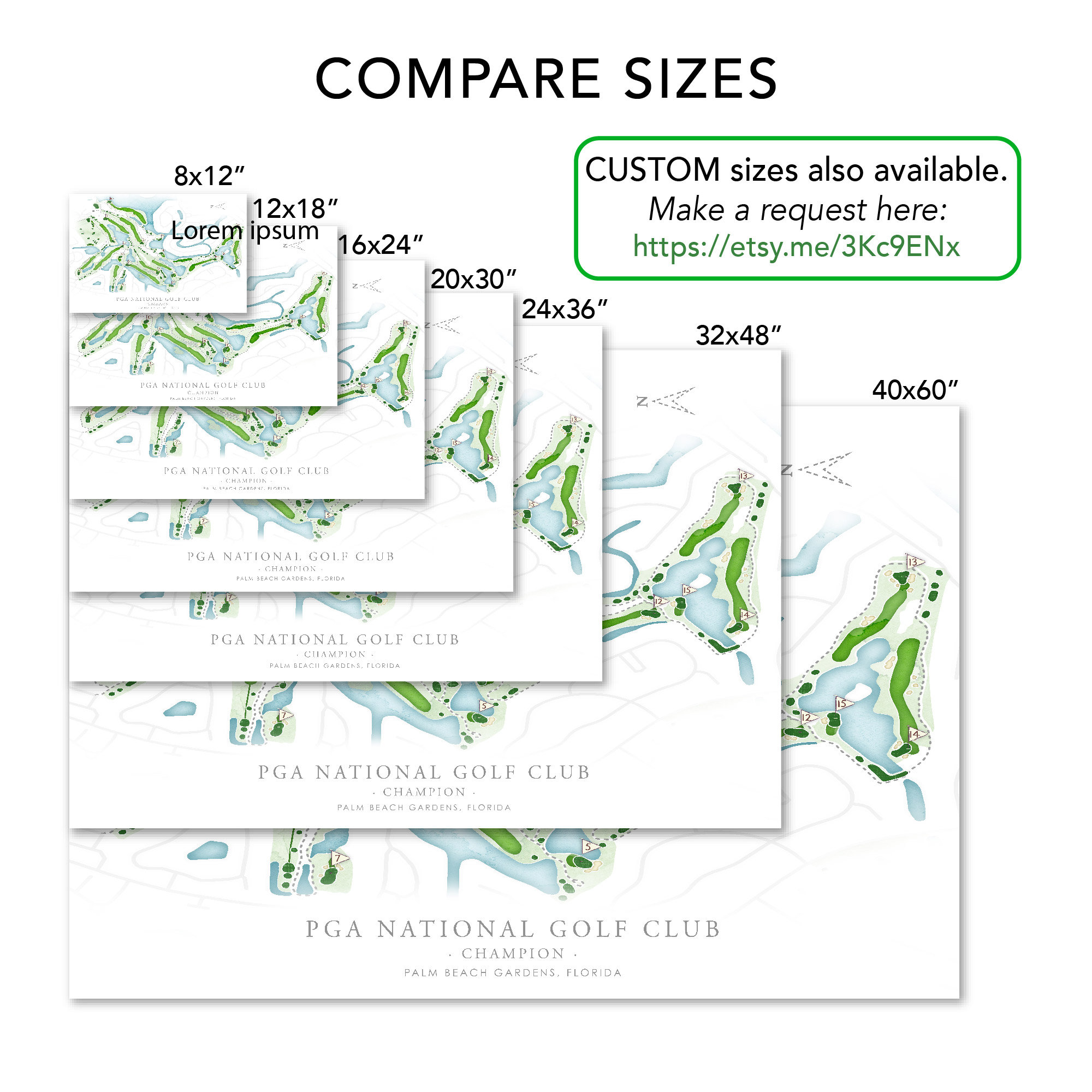 PGA NATIONAL Golf Course Map Print or Canvas, Florida Golfer Gift ...