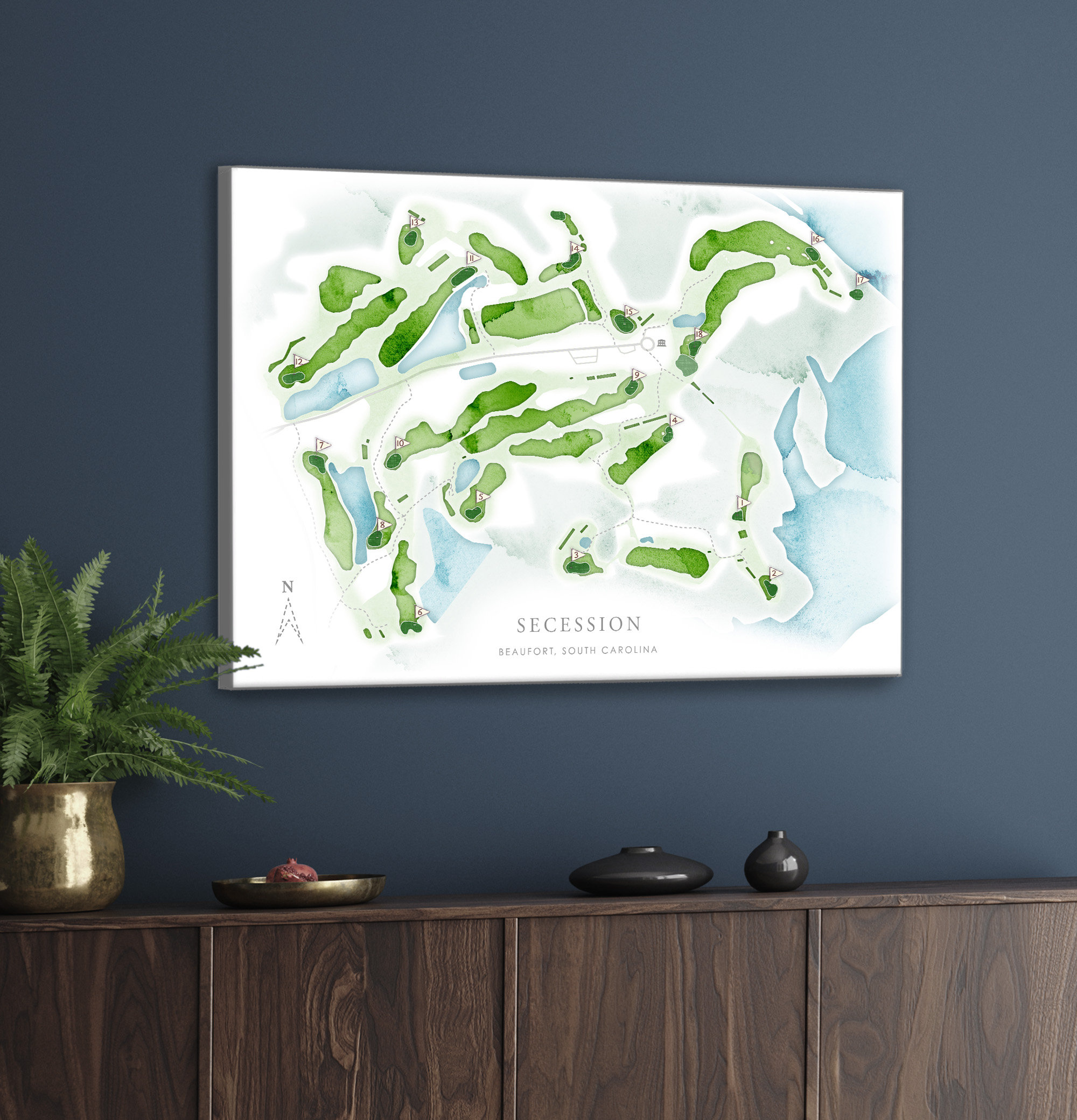 Secession Golf Course Map, SC Golf Club Layout Print, Framed Canvas ...