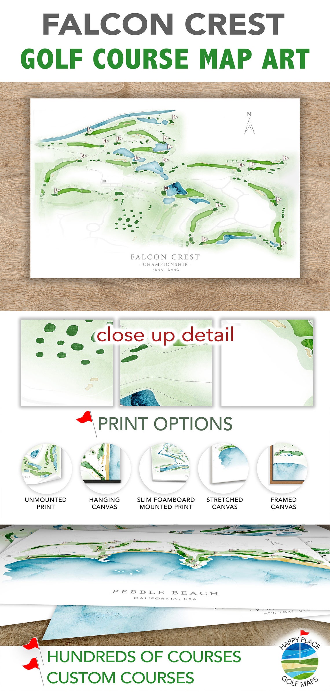 Falcon Crest Golf Course Map Championship Course ID Golf - Etsy
