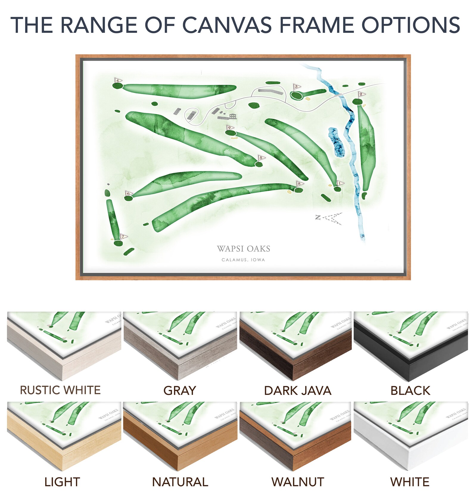 Wapsi Oaks Golf Course Map, Watercolor Style Golf Layout of Course ...