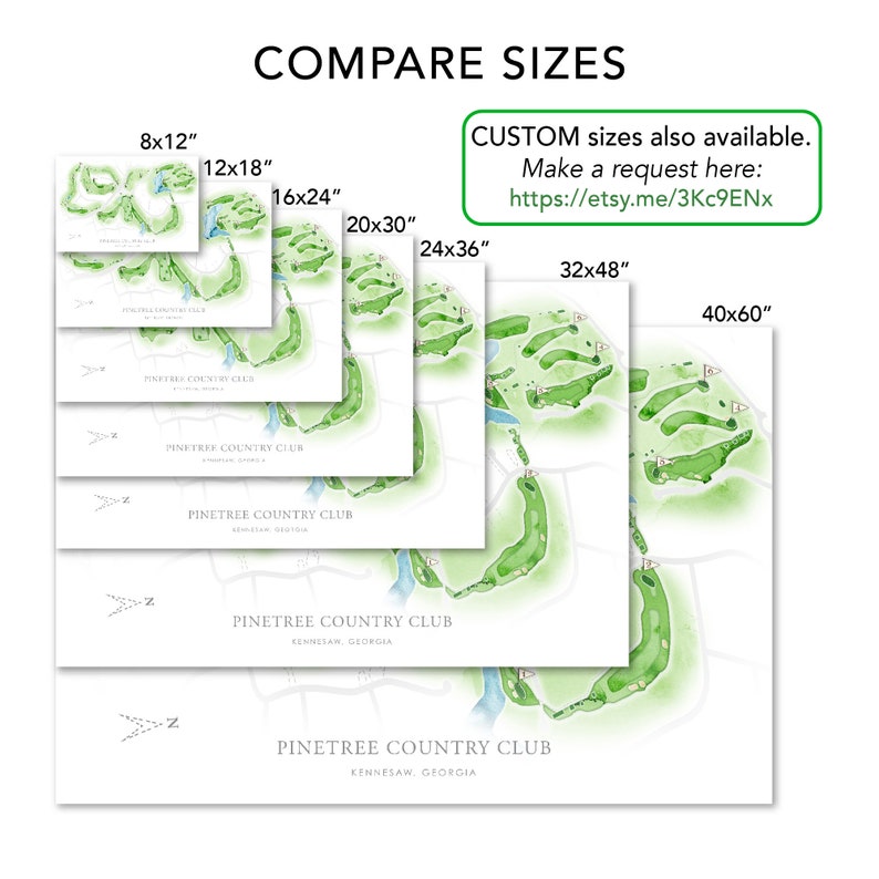 Pinetree Country Club Golf Course Map Print, Kennesaw Georgia Golf ...