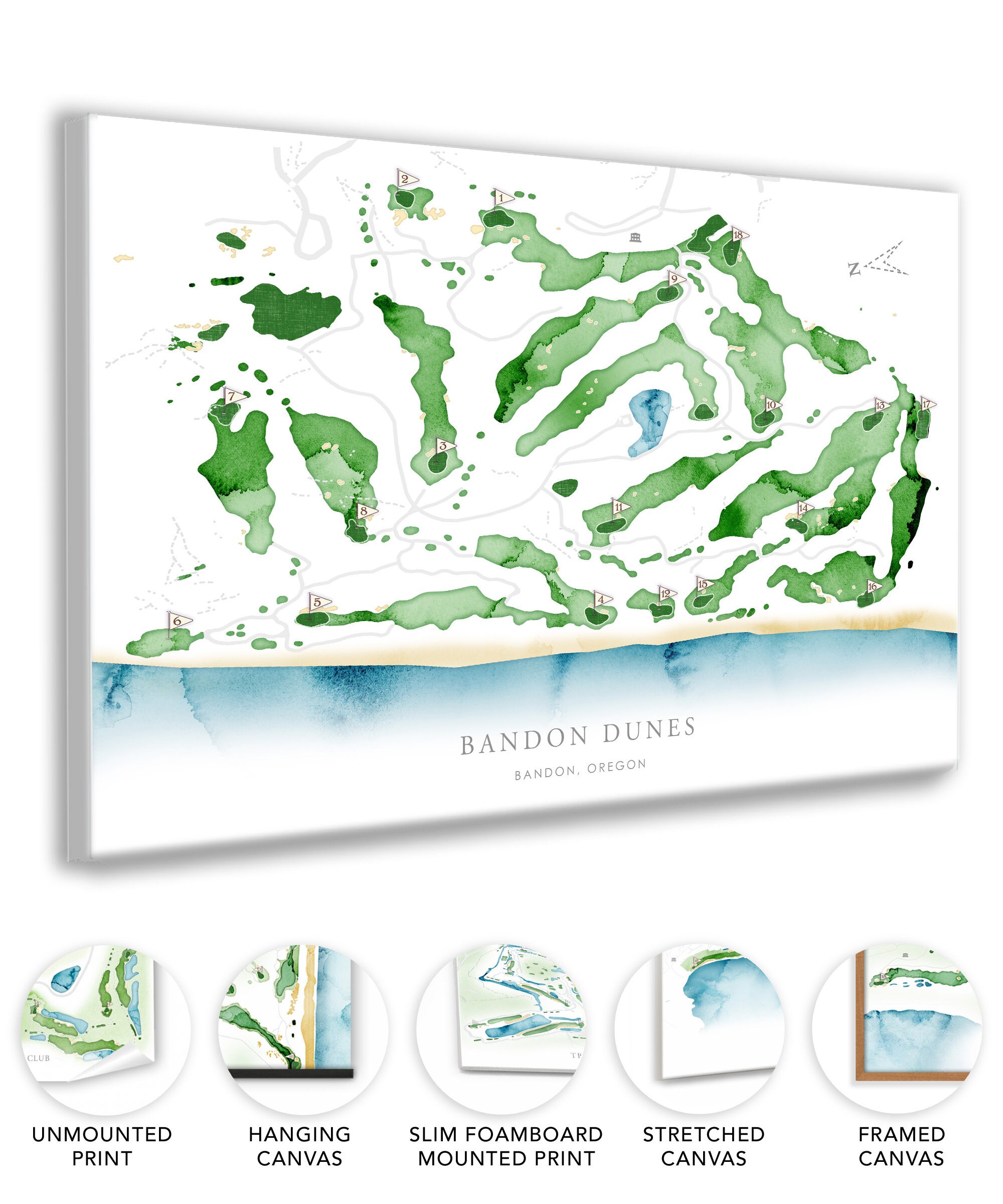 Bandon Dunes Golf Course Map, Bandon Course Layout Print Map of the ...