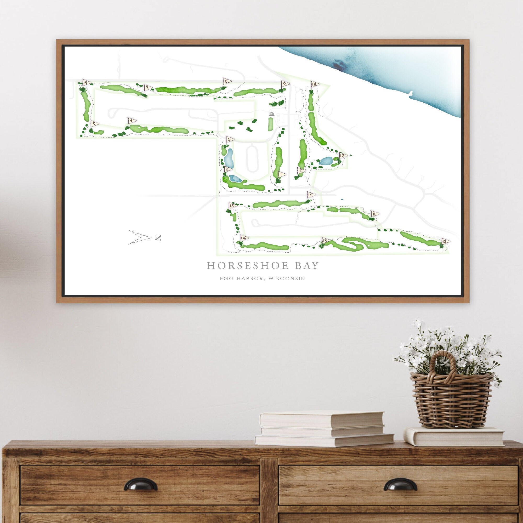 Horseshoe Bay Golf Course Map, Wisconsin Golfer Gift of Golf Map ...