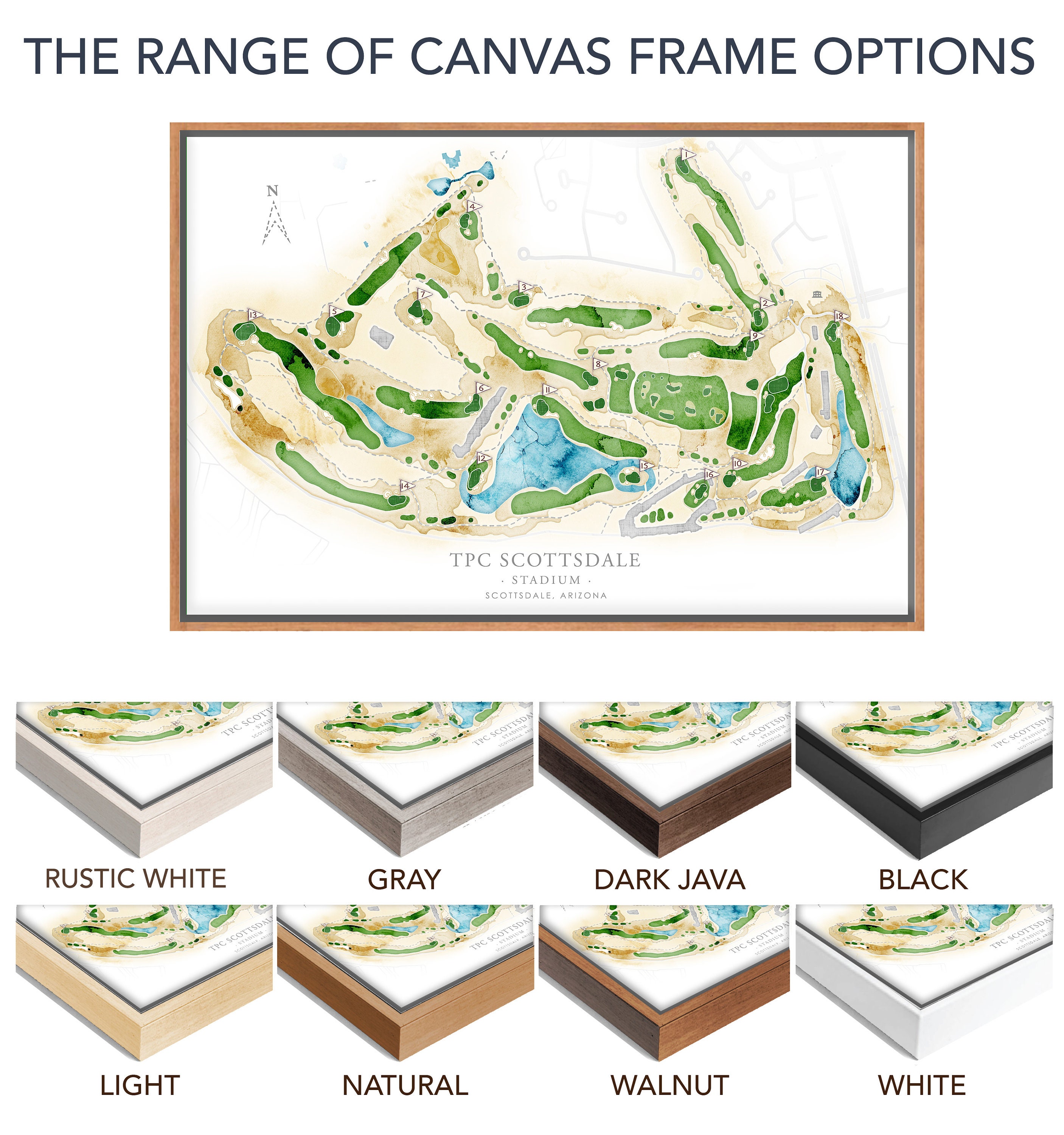 TPC Scottsdale Golf Course Map, Stadium Course Layout, AZ Golf Print ...