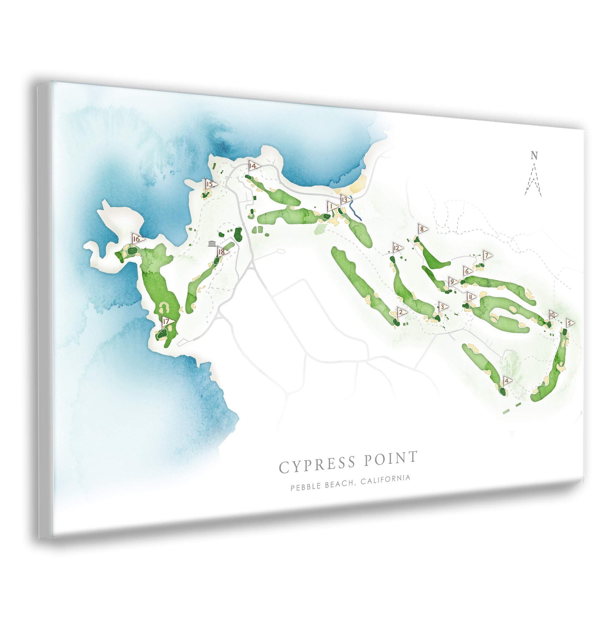 Cypress Point Golf Course Map Watercolor Style Golf Layout of - Etsy