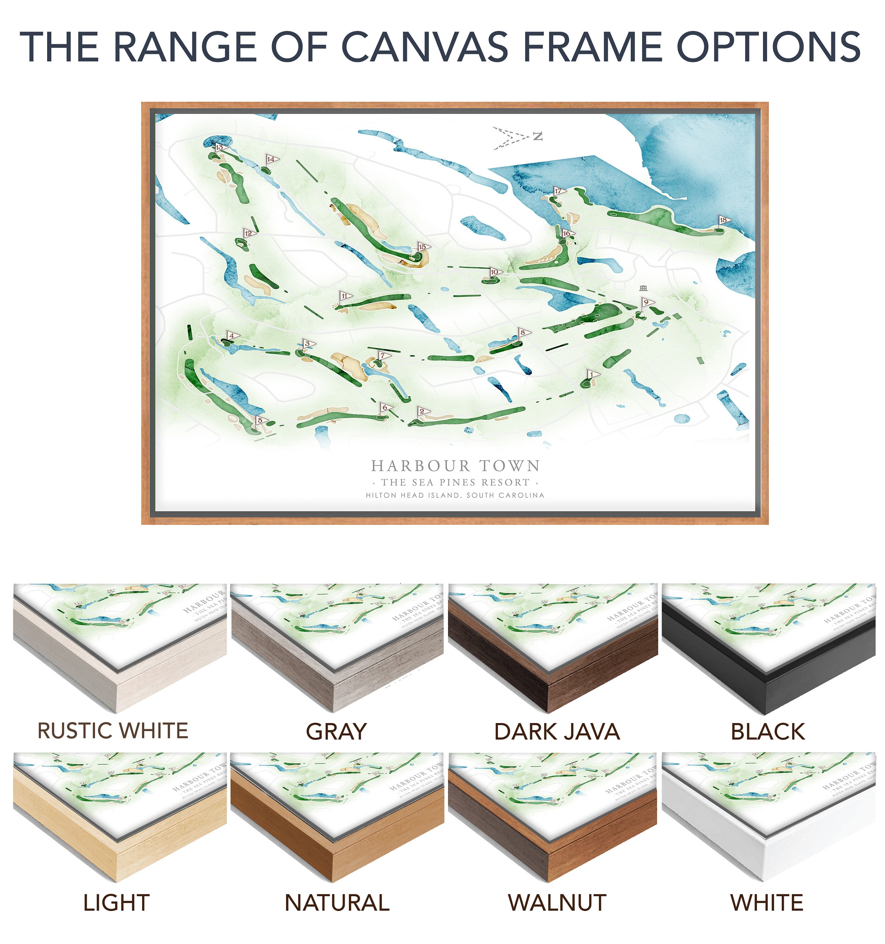 Harbour Town the Sea Pines Resort Golf Course Map Print or Canvas ...