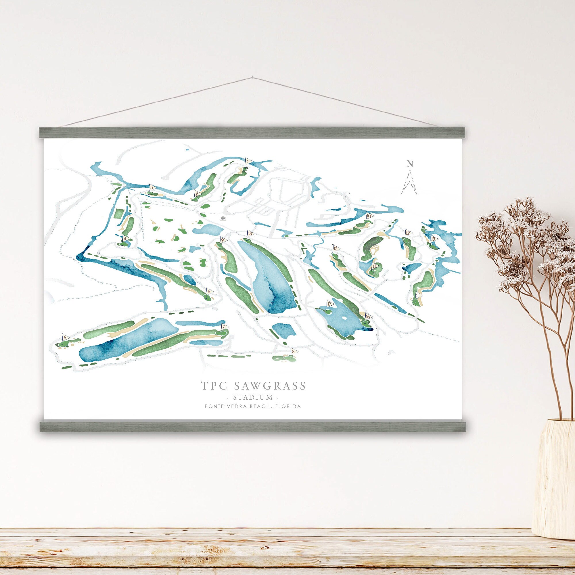 TPC Sawgrass Course Map, STADIUM Course Layout, Florida Golf Gift ...