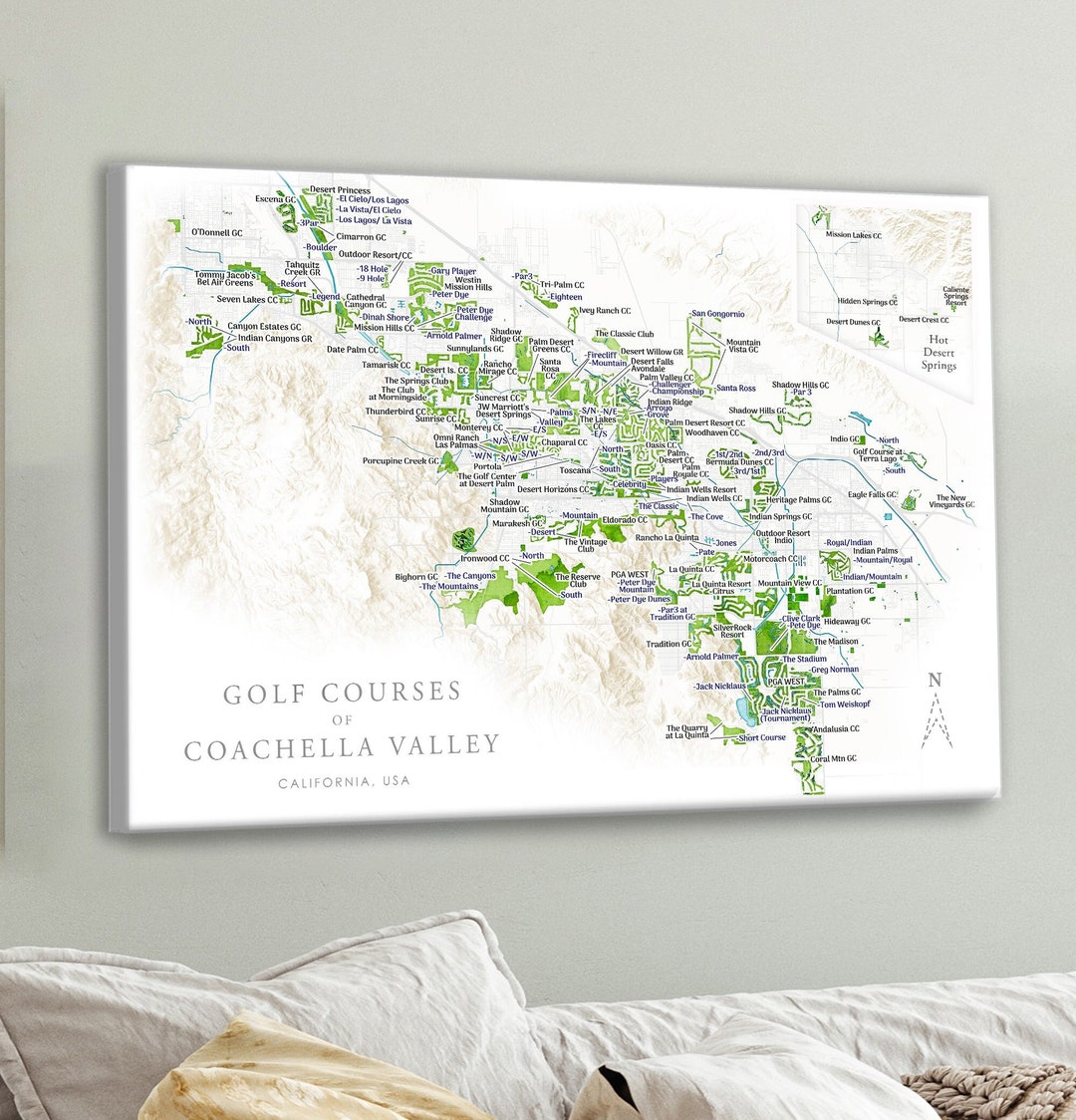 Detailed Map of Golf Courses in Palm Springs & Coachella, Indian Wells ...