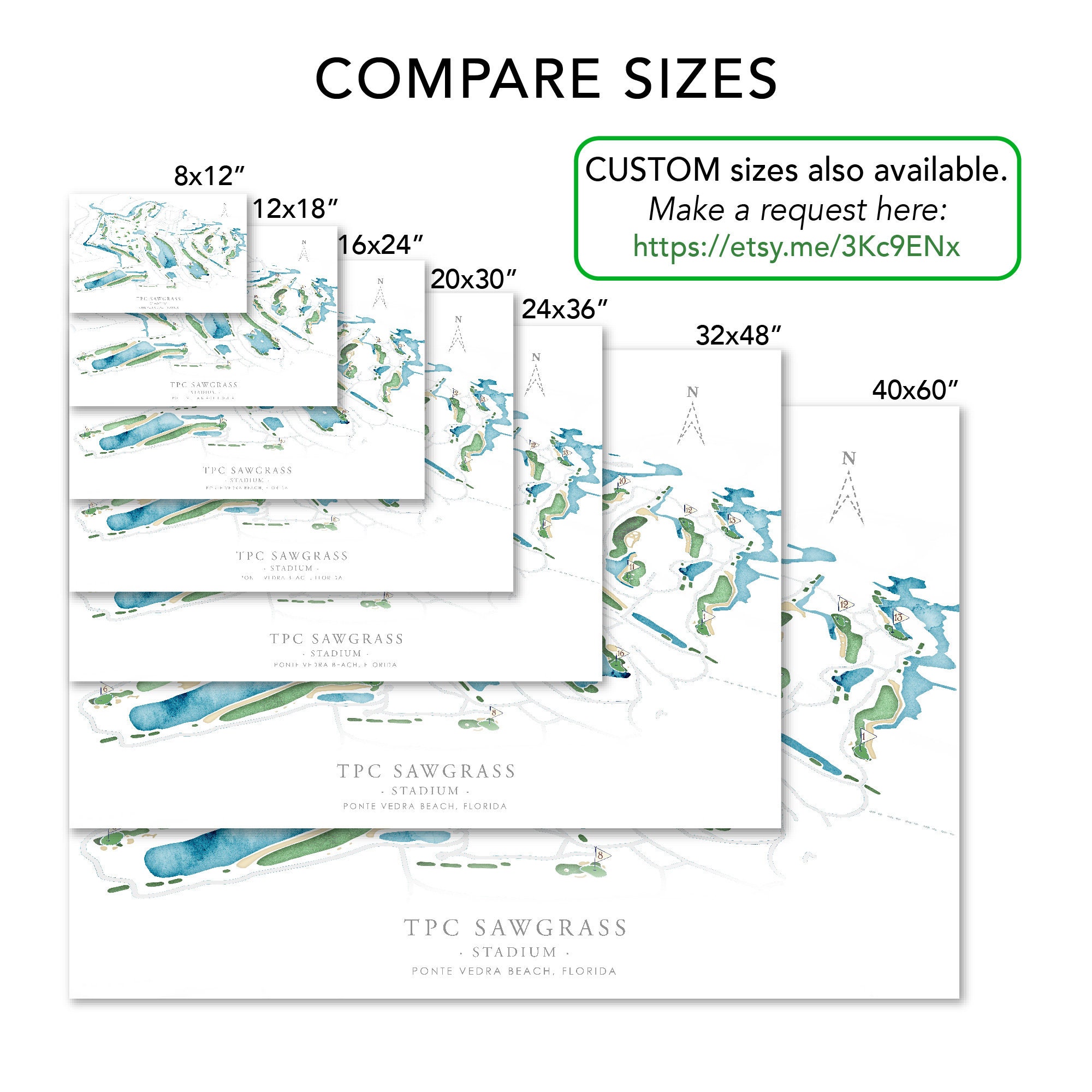 TPC Sawgrass Course Map, STADIUM Course Layout, Florida Golf Gift ...