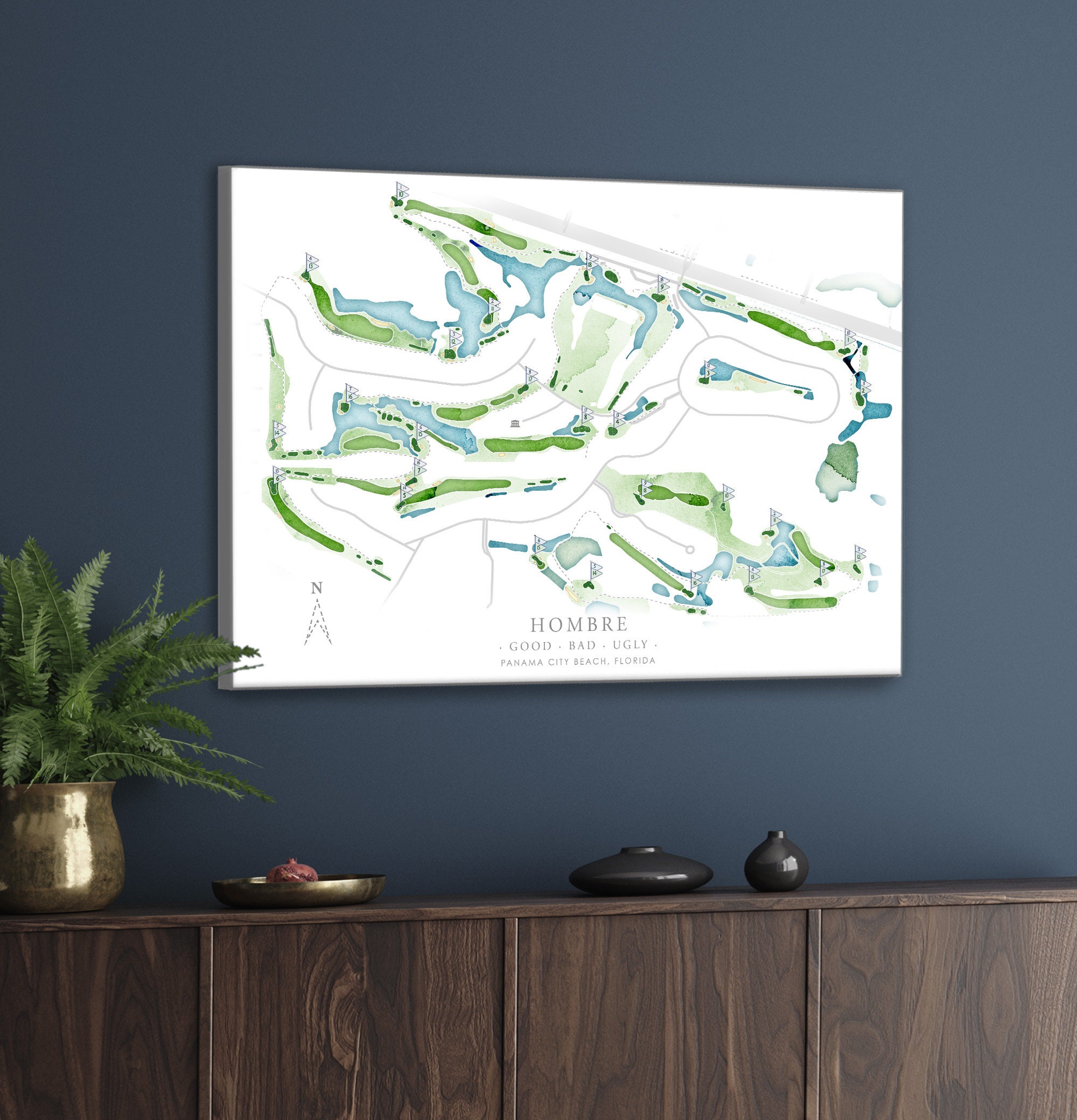 Hombre Golf Course Map, Good Bad Ugly Courses, Watercolor Florida ...