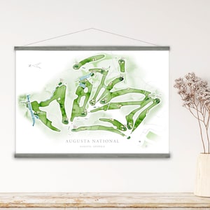 Augusta National Golf Course Map, Watercolor Style Print or Canvas of ...