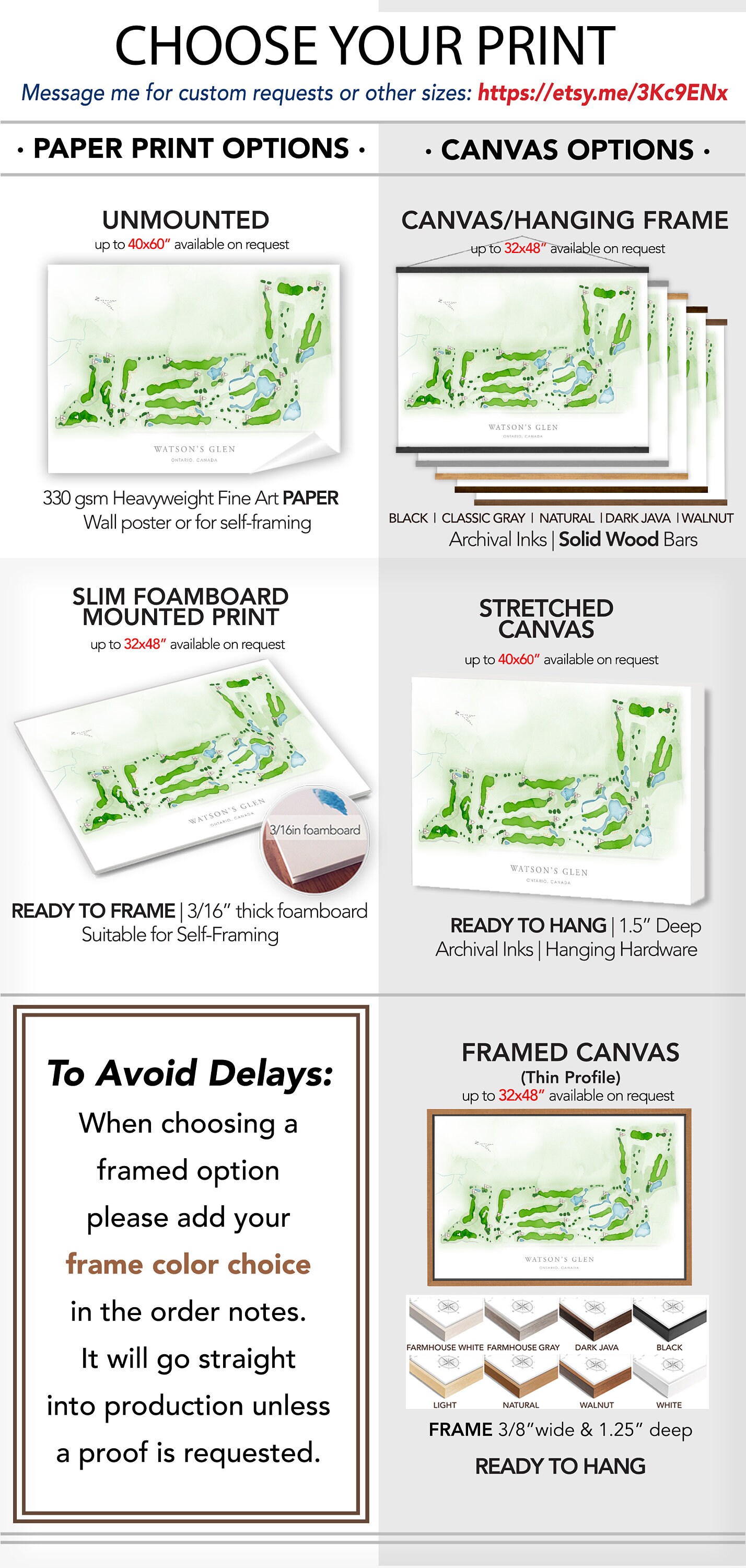 Watson's Glen Golf Course Map, Ontario Golf Map, Unique Golf Gift Decor ...