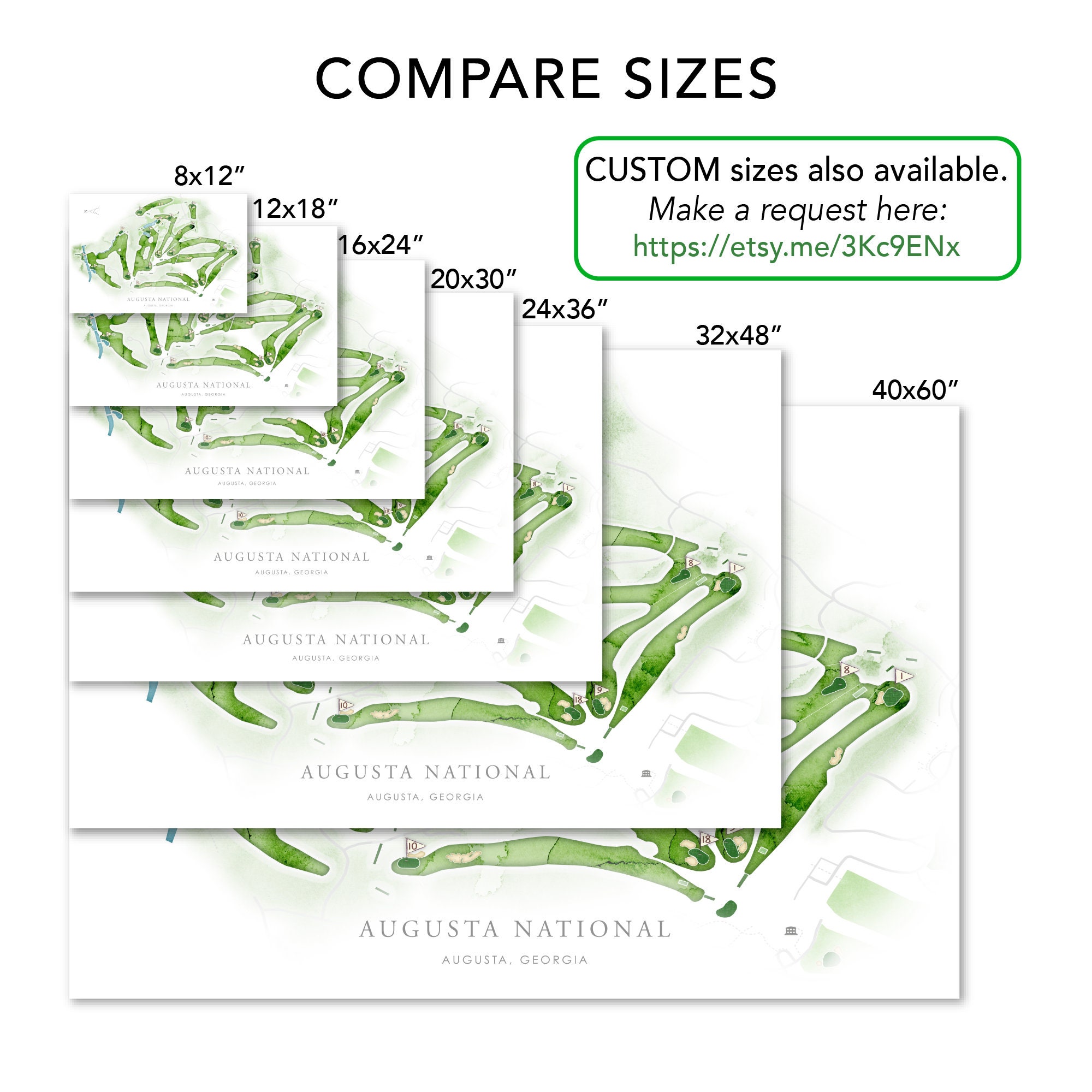 Augusta National Golf Course Map Watercolor Style Print or - Etsy Canada
