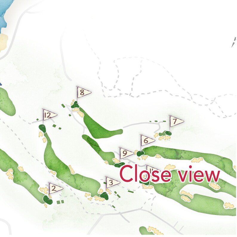 Cypress Point Golf Course Map, Watercolor Style Golf Layout of Course ...
