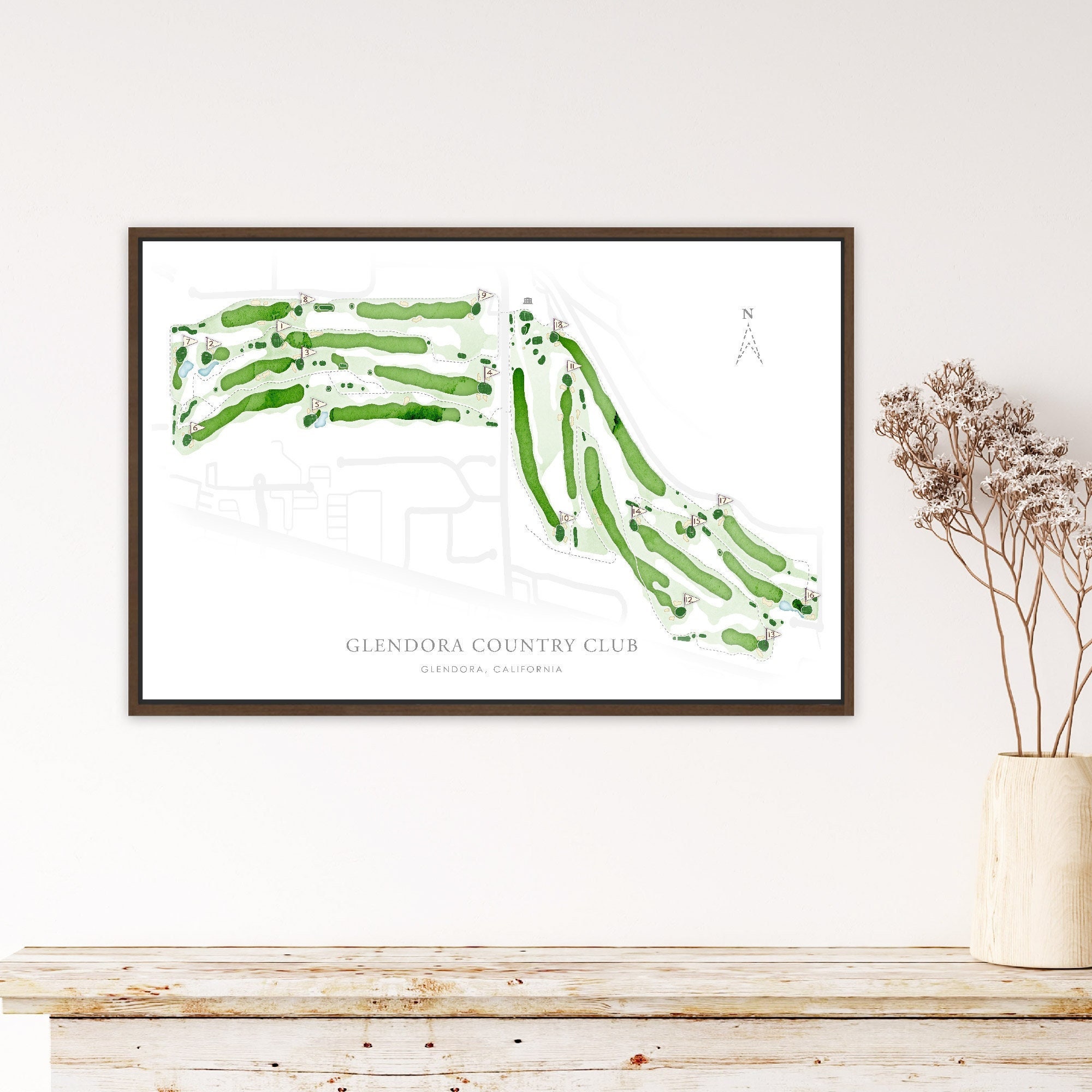 Glendora Country Club Course Map, Golf Map Layout, CA Golf Print or ...