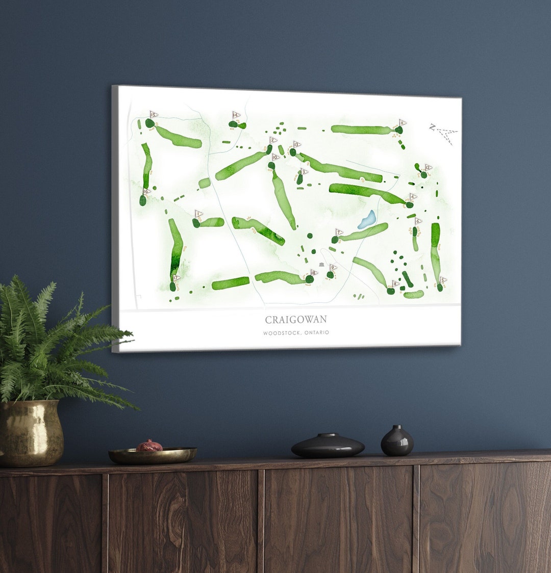 Craigowan Golf Course Map, Ontario Golf Map Course Art Print, Canvas or ...