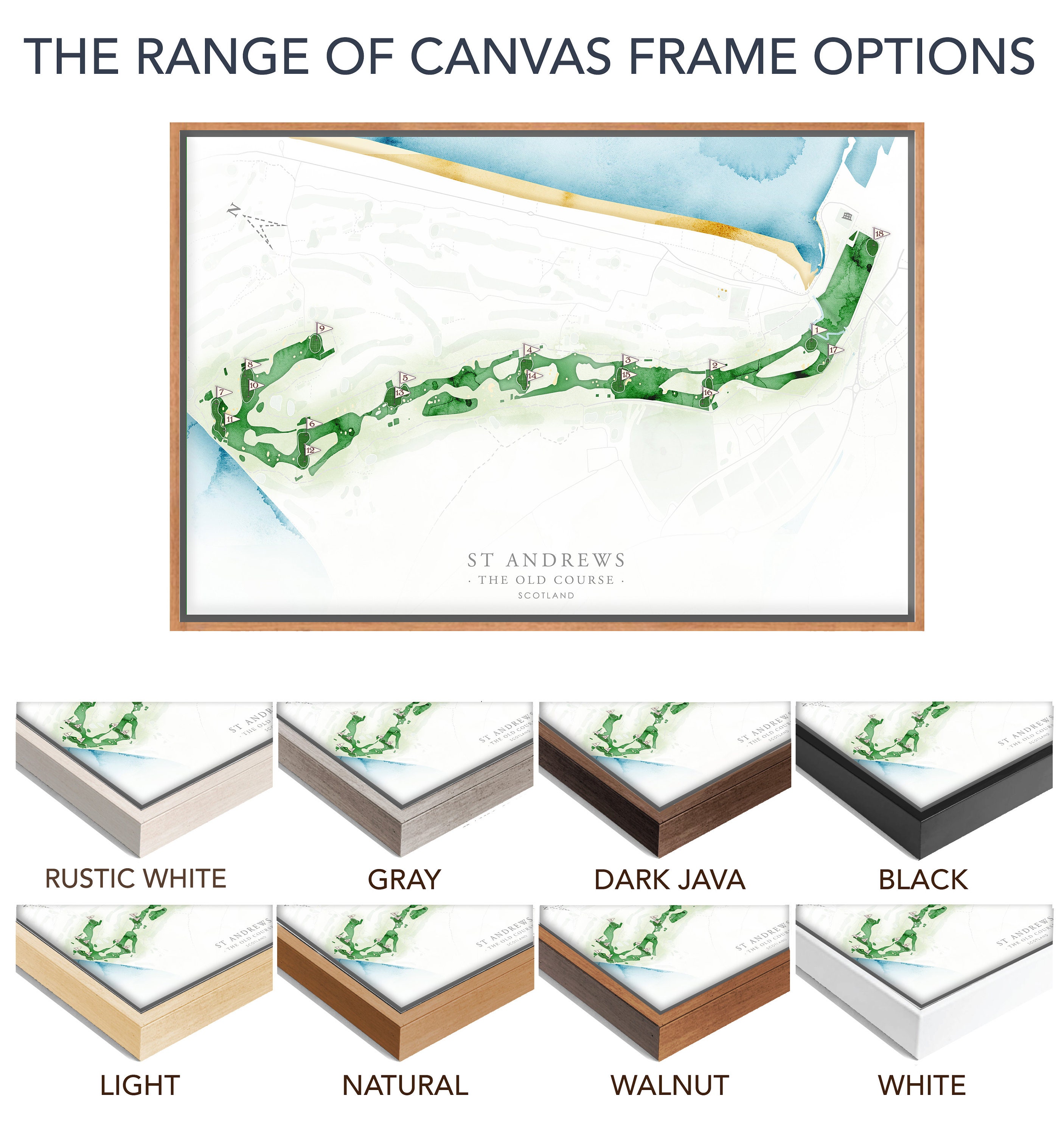 St Andrews Golf Course Map, Scotland Golf Club Layout Print or Canvas ...