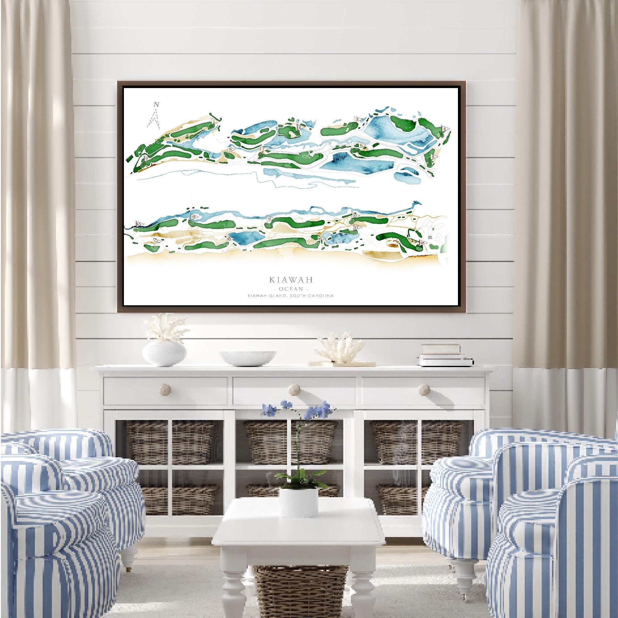Kiawah Ocean Course Golf Course Map, Golf Decor Gift, South Carolina ...