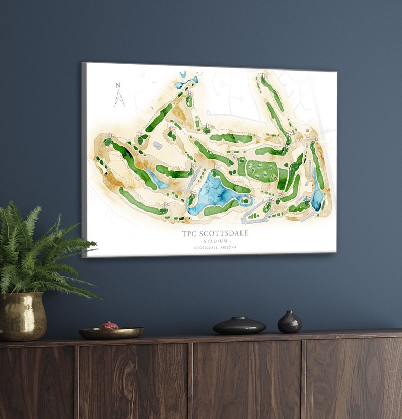 TPC Scottsdale Golf Course Map, Stadium Course Layout, AZ Golf Print ...