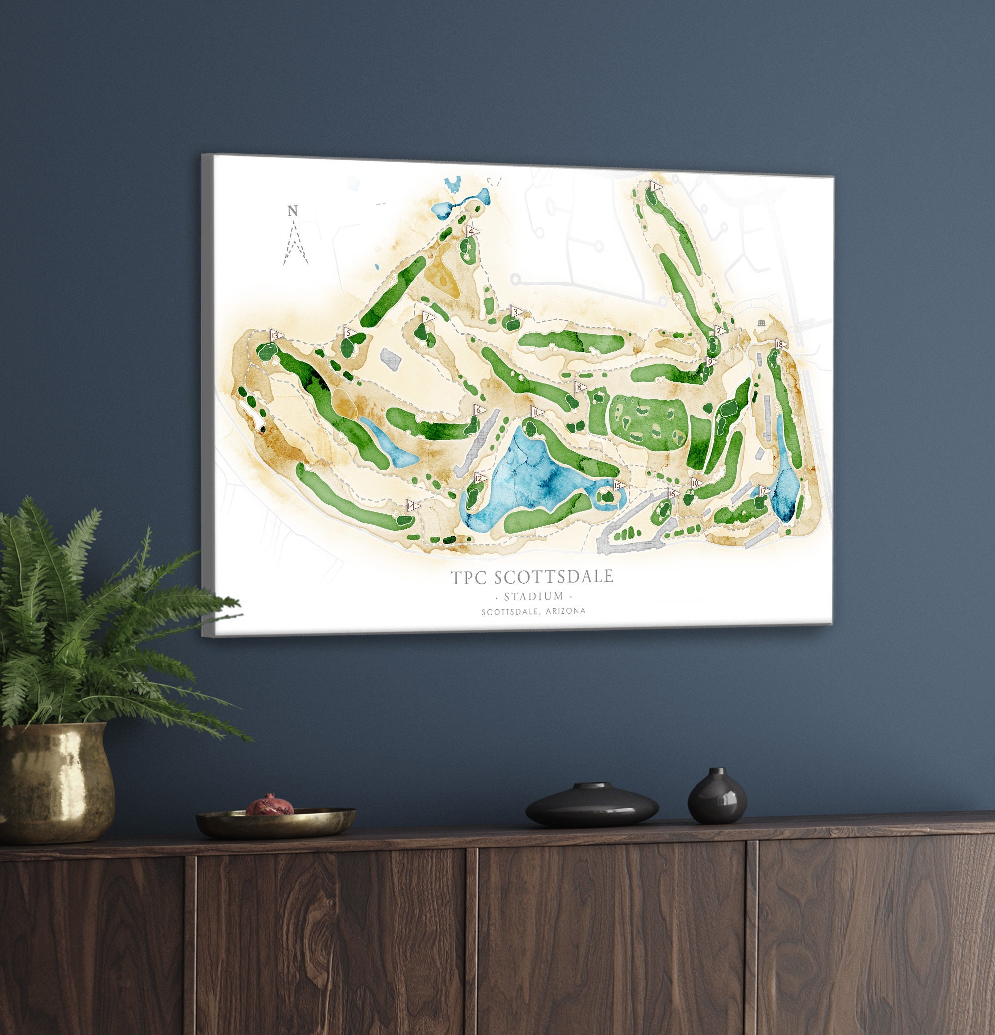 TPC Scottsdale Golf Course Map, Stadium Course Layout, AZ Golf Print ...