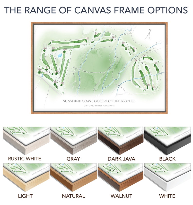 Sunshine Coast Golf Course Map, Gibsons BC Golf Print or Canvas, Canada ...