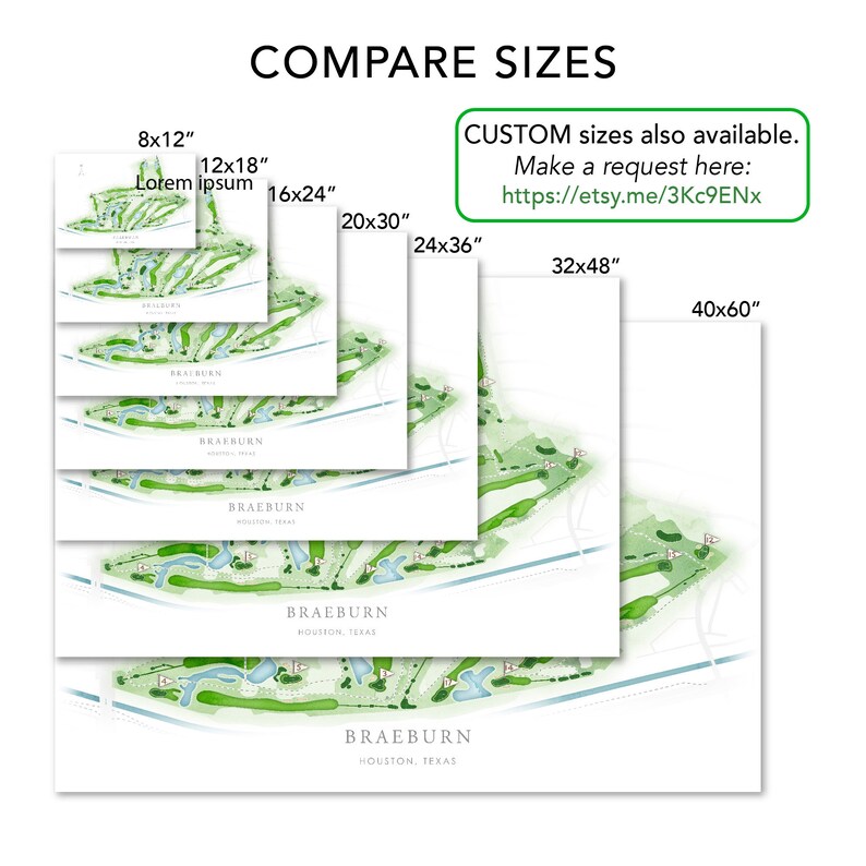 Braeburn Golf Course Map Layout, Texas Golfer Gift, Golf Print for ...