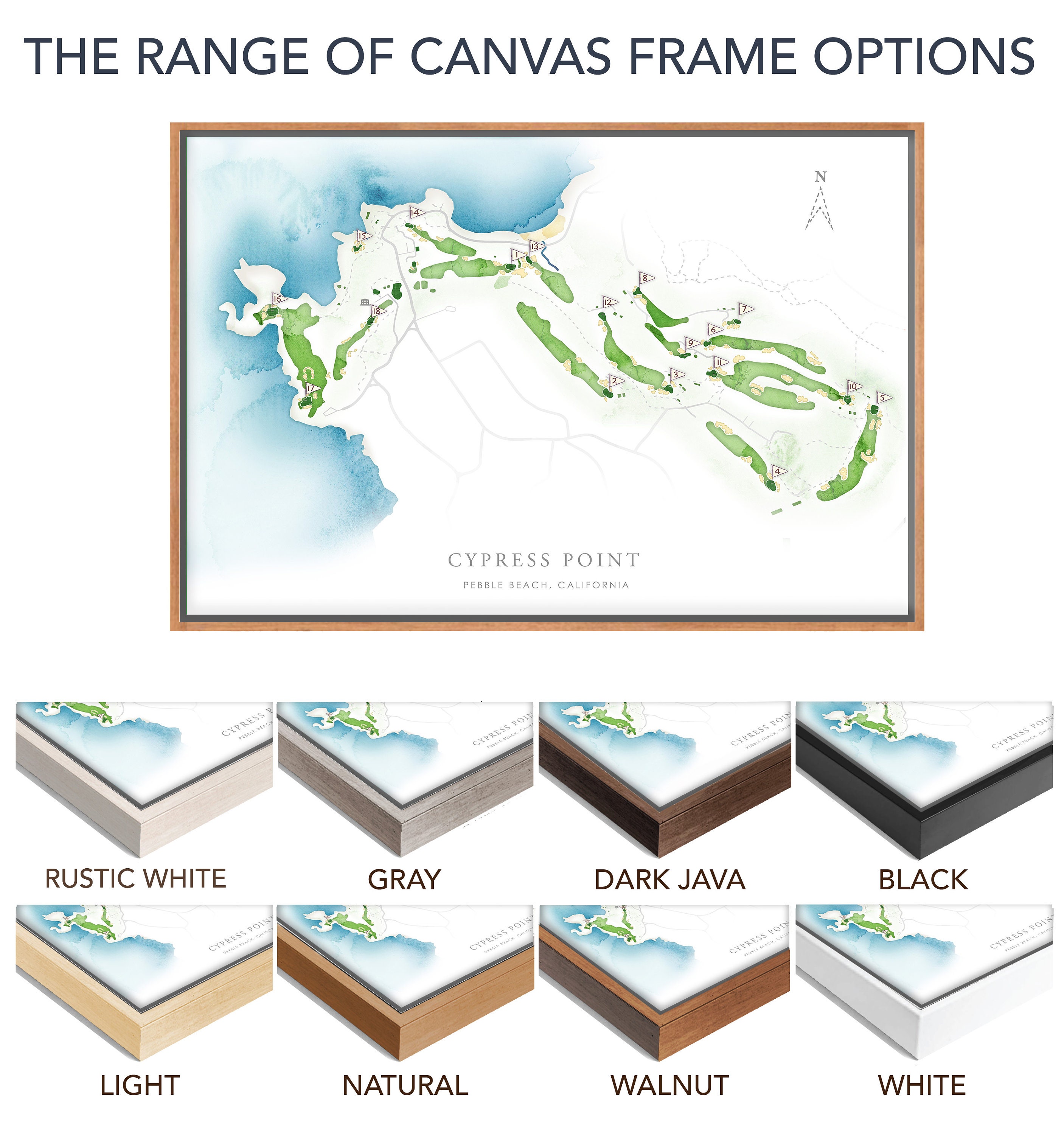 Cypress Point Golf Course Map, Watercolor Style Golf Layout of Course ...