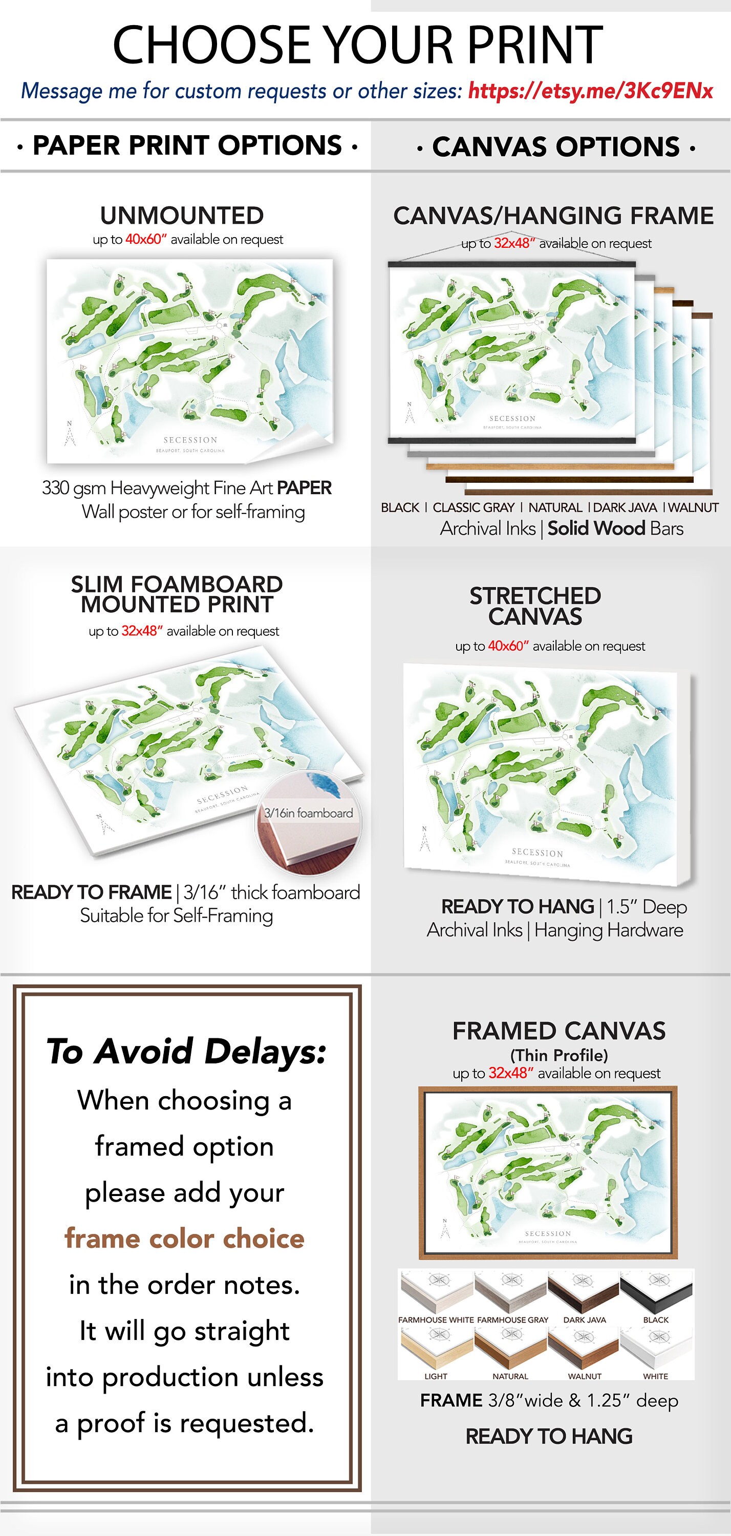 Secession Golf Course Map, SC Golf Club Layout Print, Framed Canvas ...