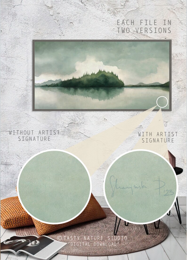 Mountain Panoramic Green Lake Watercolor Printable. Large Watercolour ...