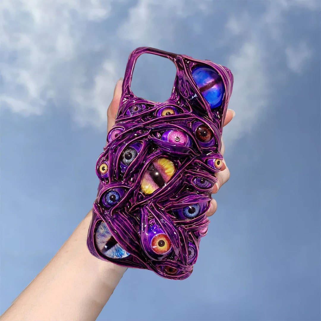 Creepy Glowing Eyes & Blood Teeth Phone Case for iPhone 17 16e 14 15 16 ...