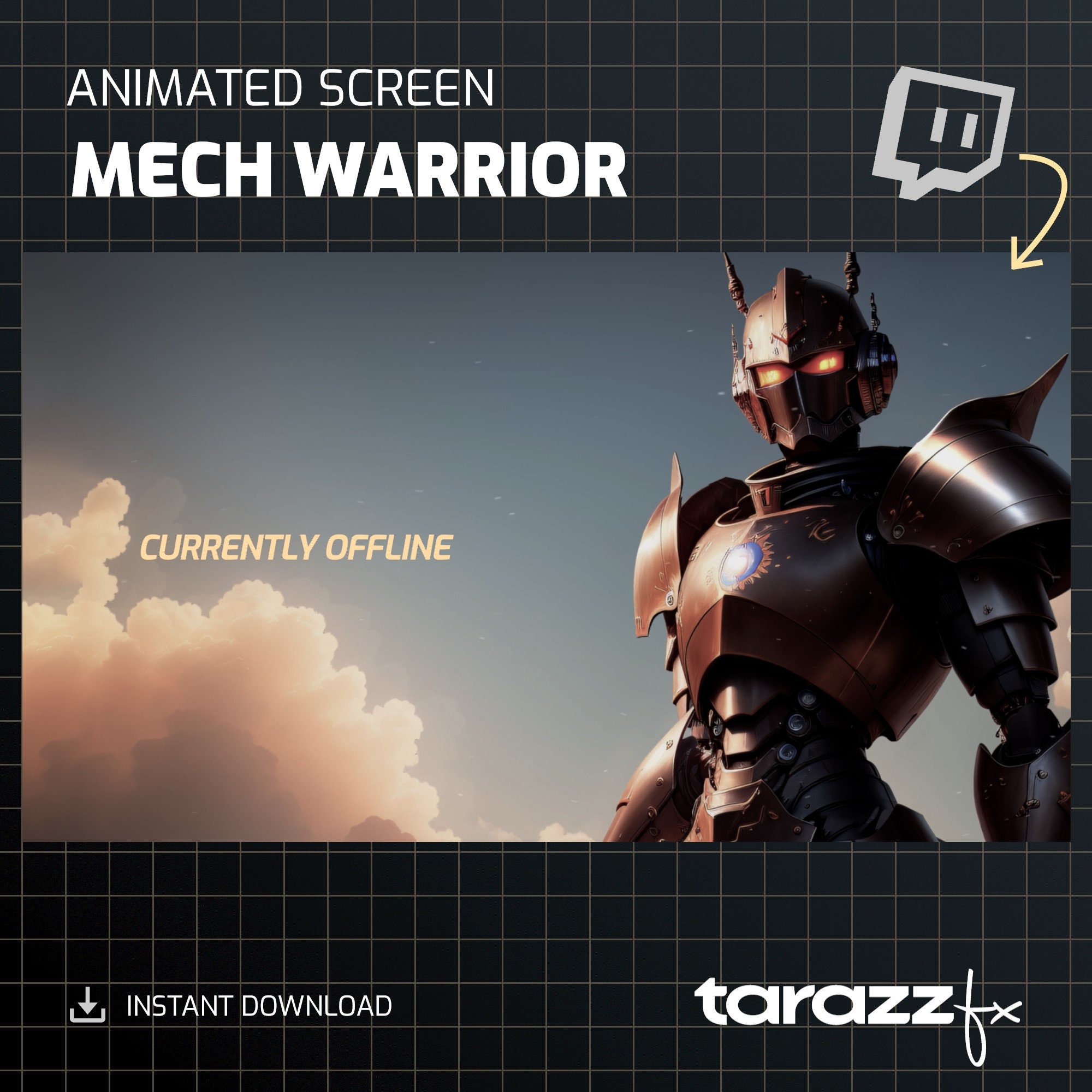 ANIMATED Mech Warrior Twitch Screens / Animation Screens / Mechanic Soldier / Wow / Stream ...