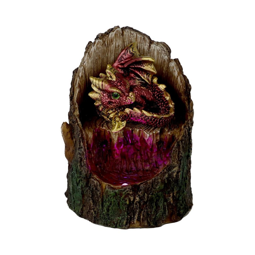 Arboreal Hatchling Red Dragon in Tree Trunk Light up Figurine 10.8 Cm ...