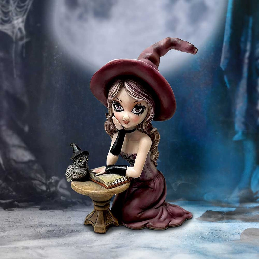 Agatha Purple Witch Reading Her Book Figurine 15cm - Etsy