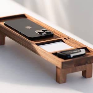 Handmade Modern Walnut Desk Organizer Eco-friendly Wooden Office Tidy ...