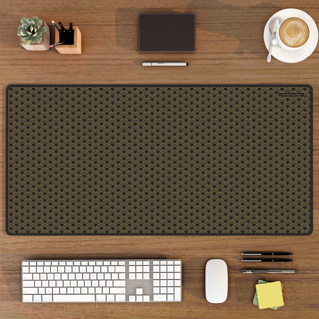 Dark Seigaiha Desk Mat Japanese Wave Pattern Minimalist Desk Mat XL ...
