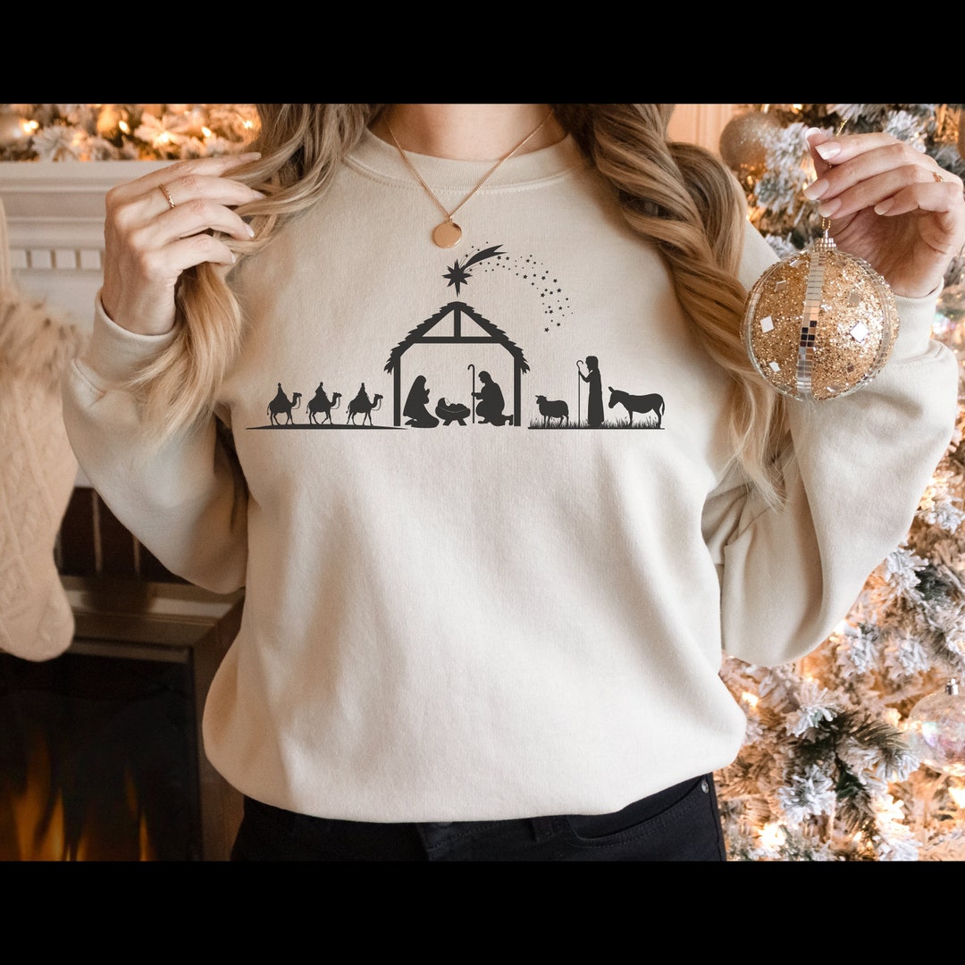 Nativity Sweatshirt Christian Christmas Sweater Nativity Sweater ...