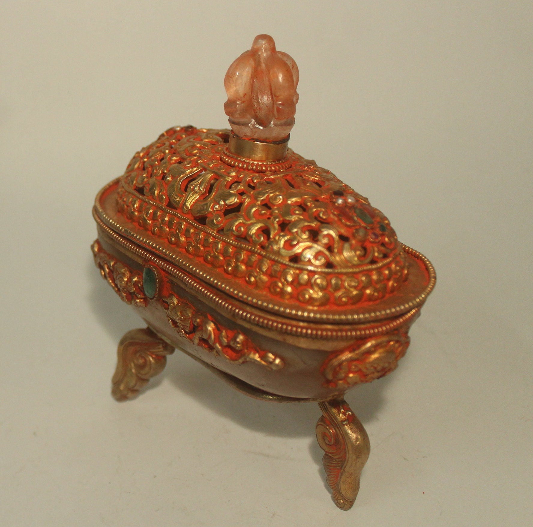 Crystal Kapala Gold Plated Carved in Copper - Etsy