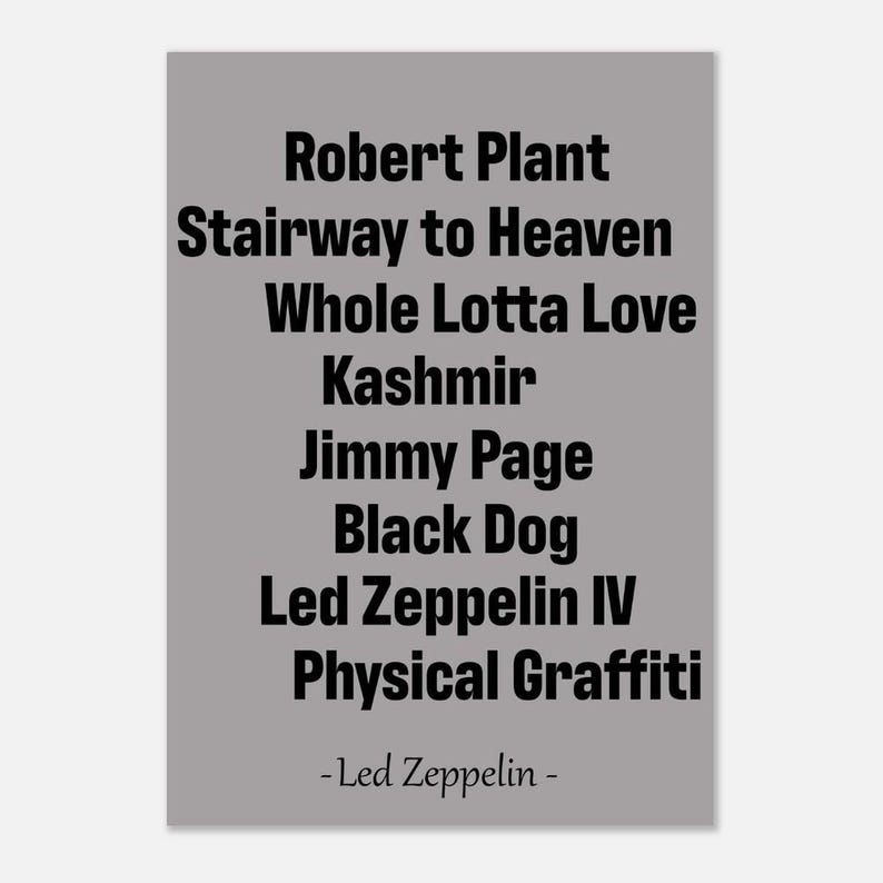 Led Zeppelin Poster, Led Zeppelin Print, Music Poster, Music Print ...