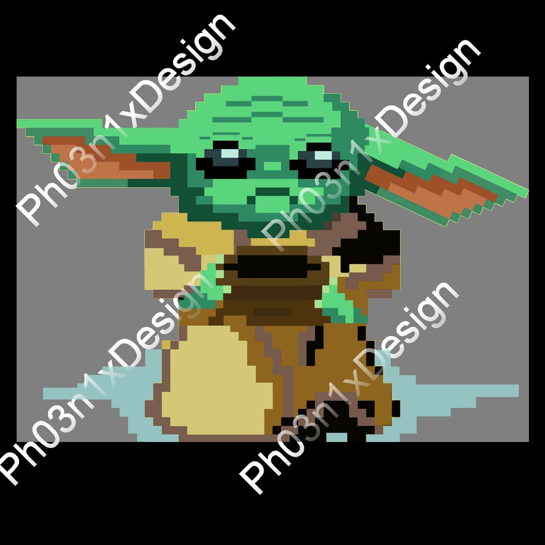 Mandalorian - Baby Yoda (grogu) 8-bit Illustration (transparent ...
